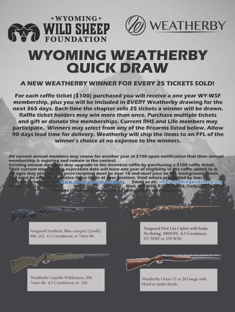 2024 Quick Draw Raffle - Wyoming Wild Sheep Foundation